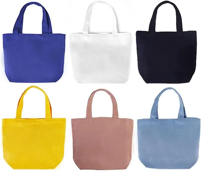 Pamela Small Canvas Tote Bags 9x8x4inch Reusable Cotton Shopping Bags ...