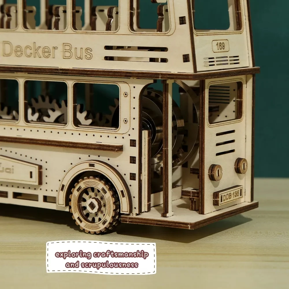 Diy 3d Wooden Puzzle Tour Bus Model For Kids' Development & Oem