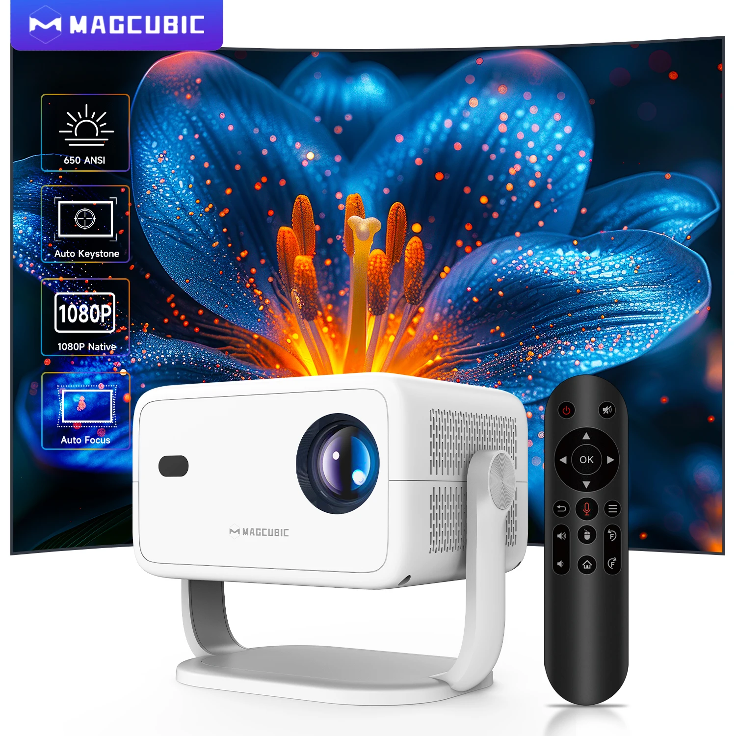 Magcubic L018 Projector 650ANSI 4K Native Portable 1080P Auto Focus ...