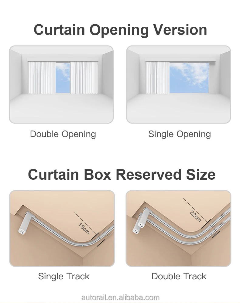 AUTORAIL Curve Curtain Rail with Silent Motor - Modern Style