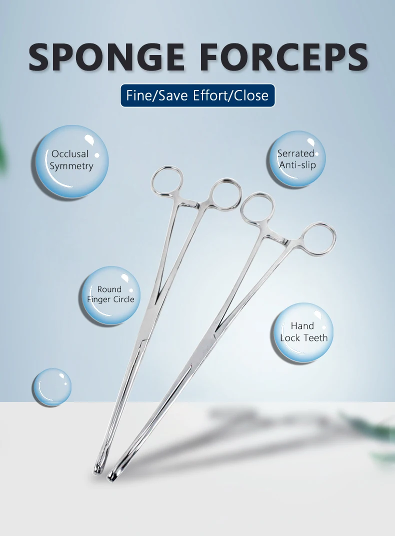 Medical Sponge Forceps Straight Stainless Steel Surgical Instruments ...