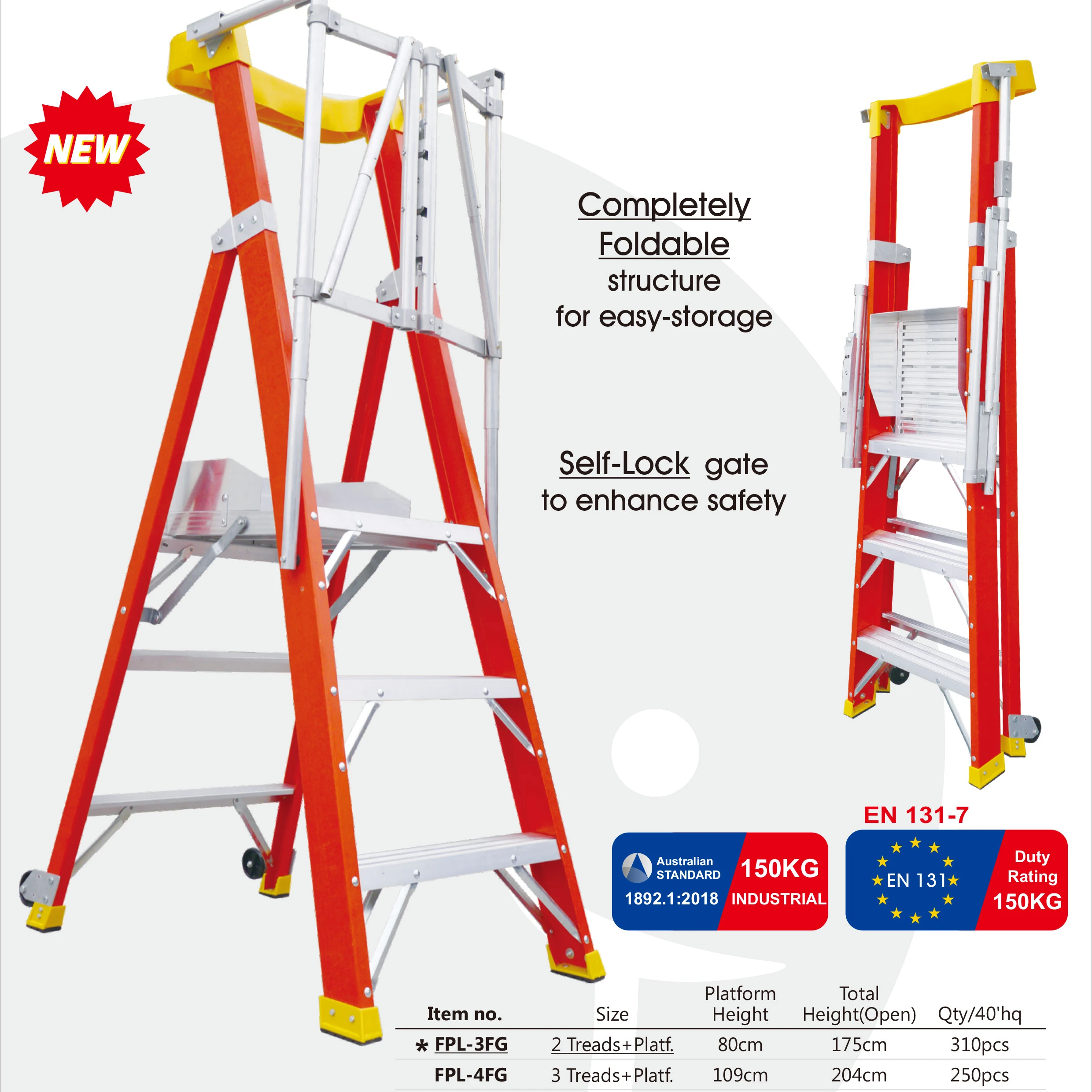 High Quality Fiberglass Folding Platform Ladder Aluminium Step Ladders ...
