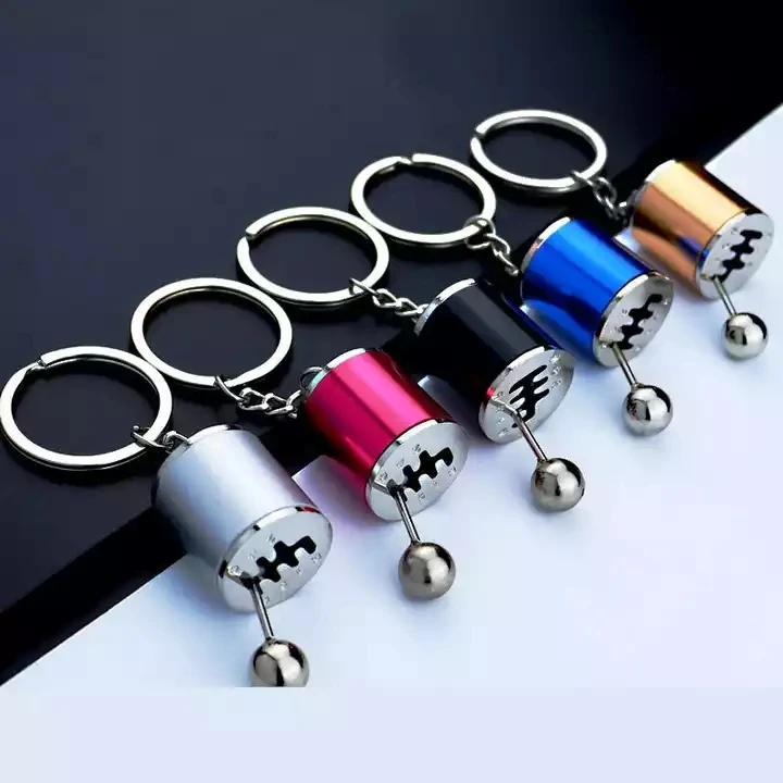 Auto Keychain Alloy Wheel Key Rings - 6 Speed Shifter Gear