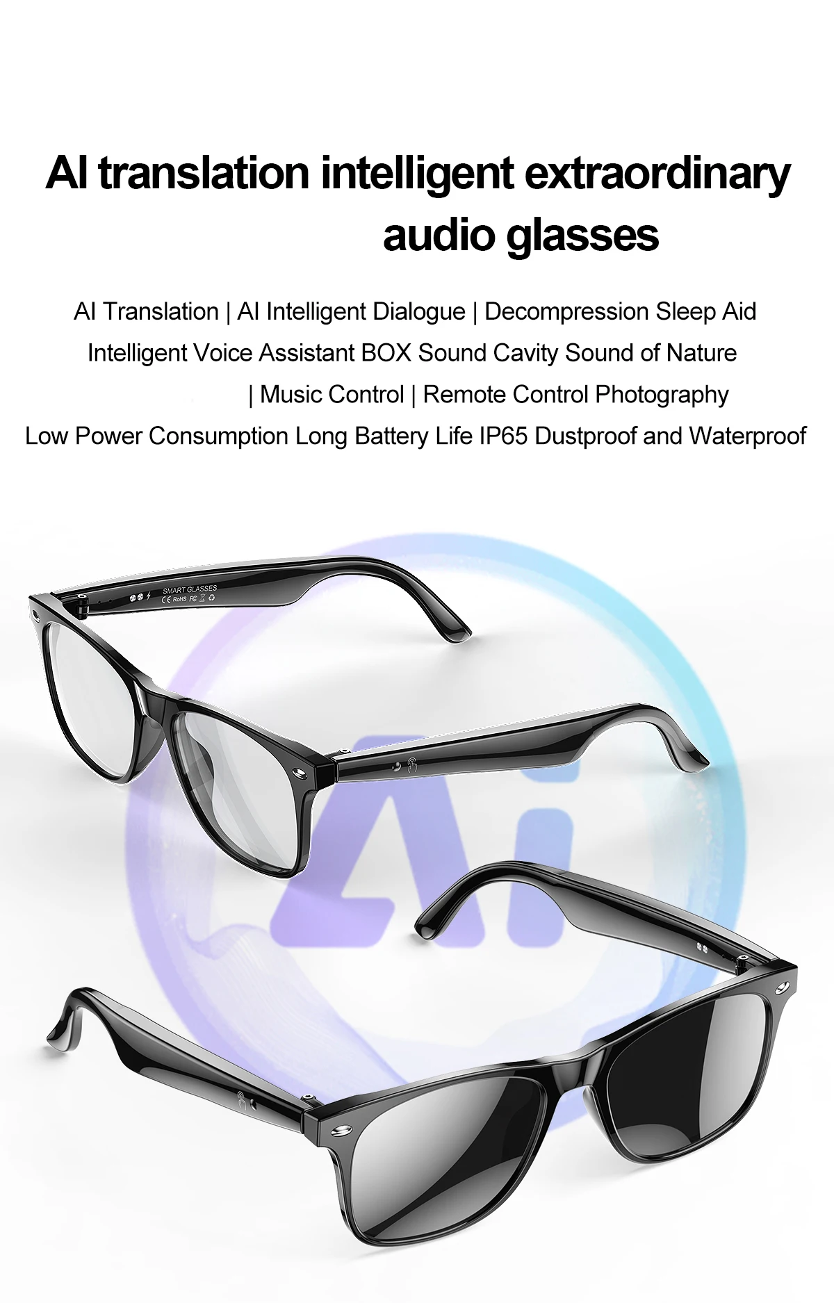 2025 LICHIP AR Smart Glasses Eye Glass Wireless G1 with Display ...