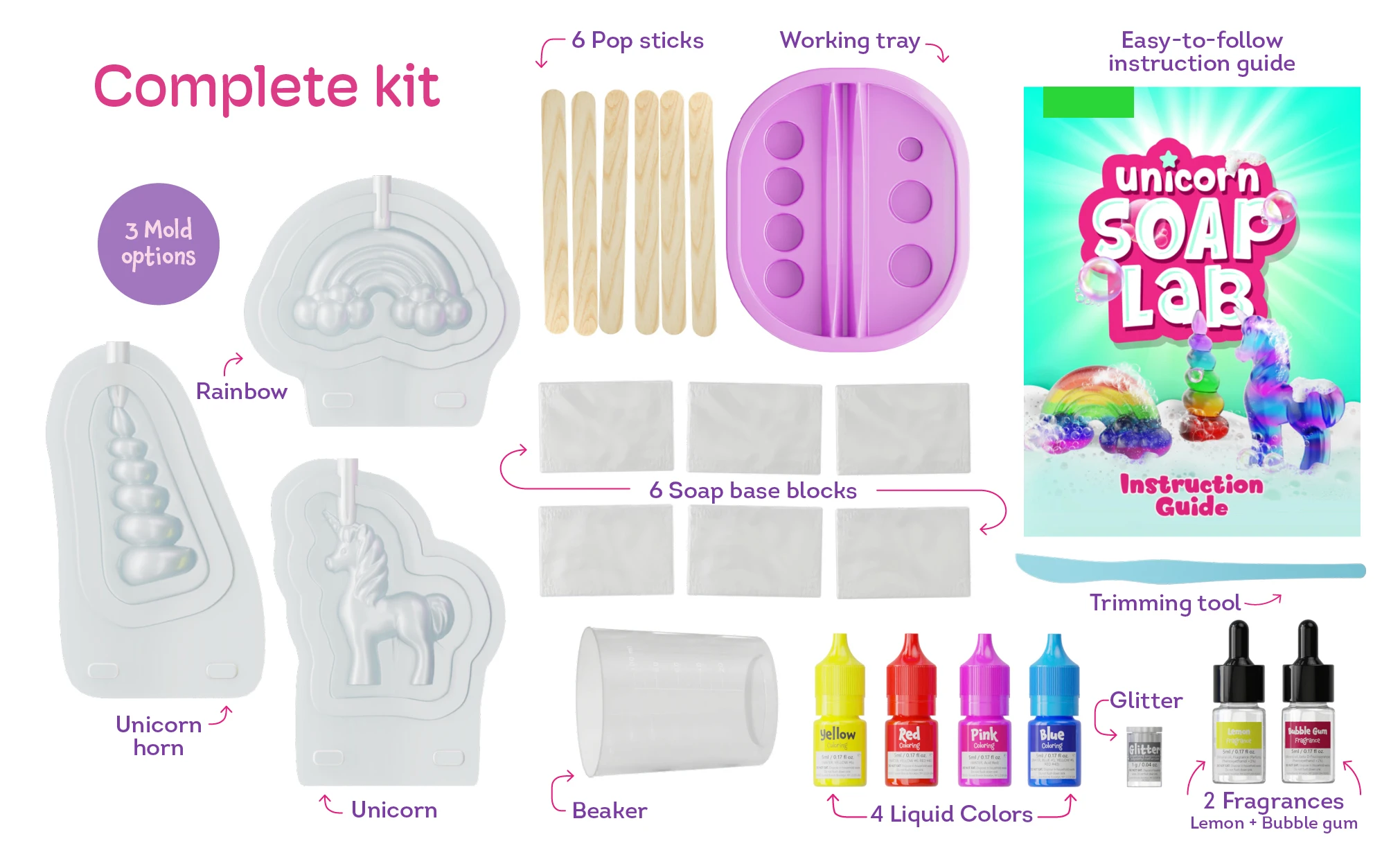 2025 Soap Making Kit Make Your Own Soap DIY Unicorn Soap With 4 Molds ...