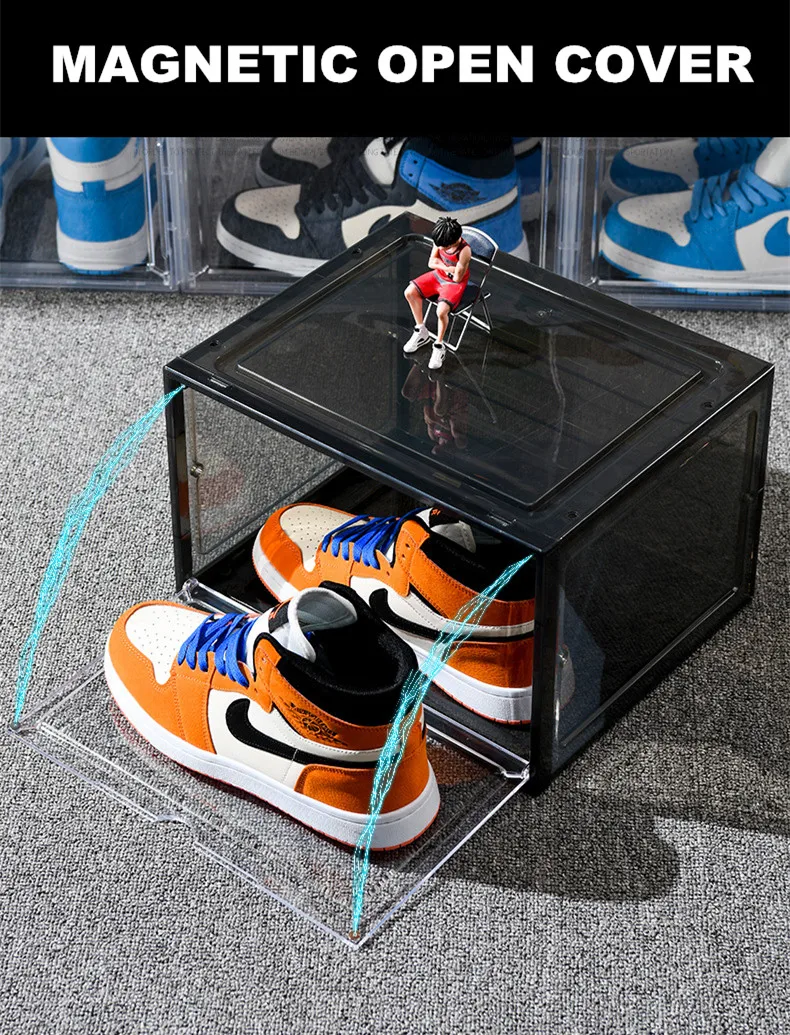 Sneaker Display Box Magnet Clear Door Acrylic Shoe Storage Box Plastic ...