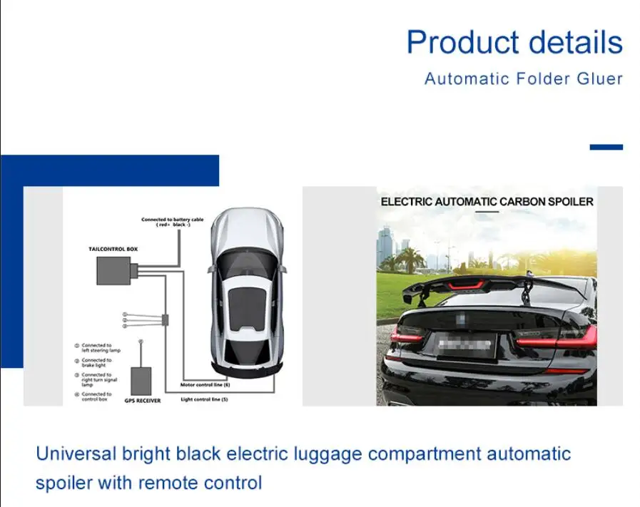 Universal Bright Black Electric Luggage Compartment Automatic Spoiler ...