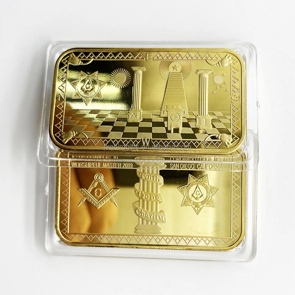 24k Gold Clad Masonic Freemasonry Gold Bar Bullion - Buy Gold Bar ...