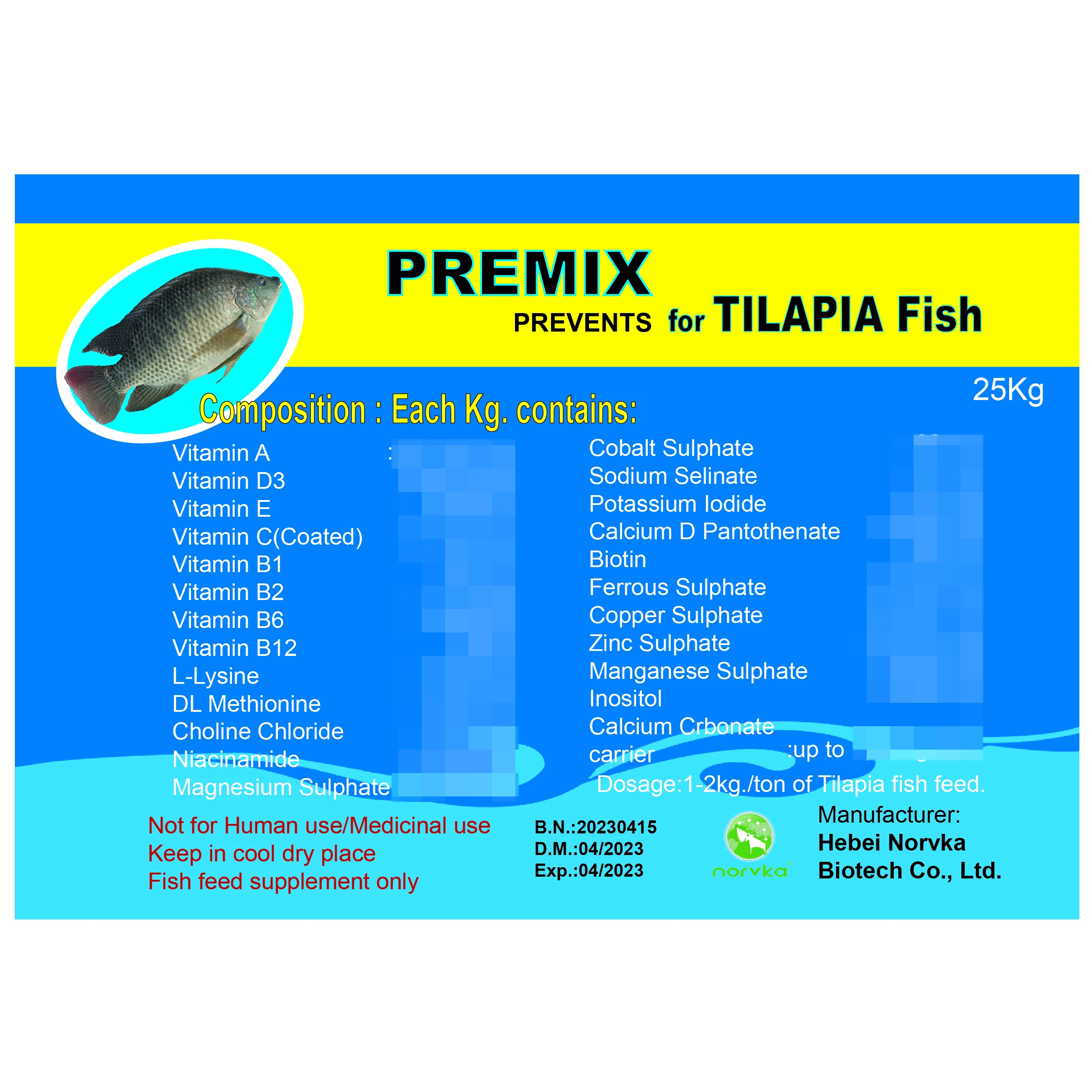 Aquaculture Fish Feed Premix Booster for Tilapia & Catfish