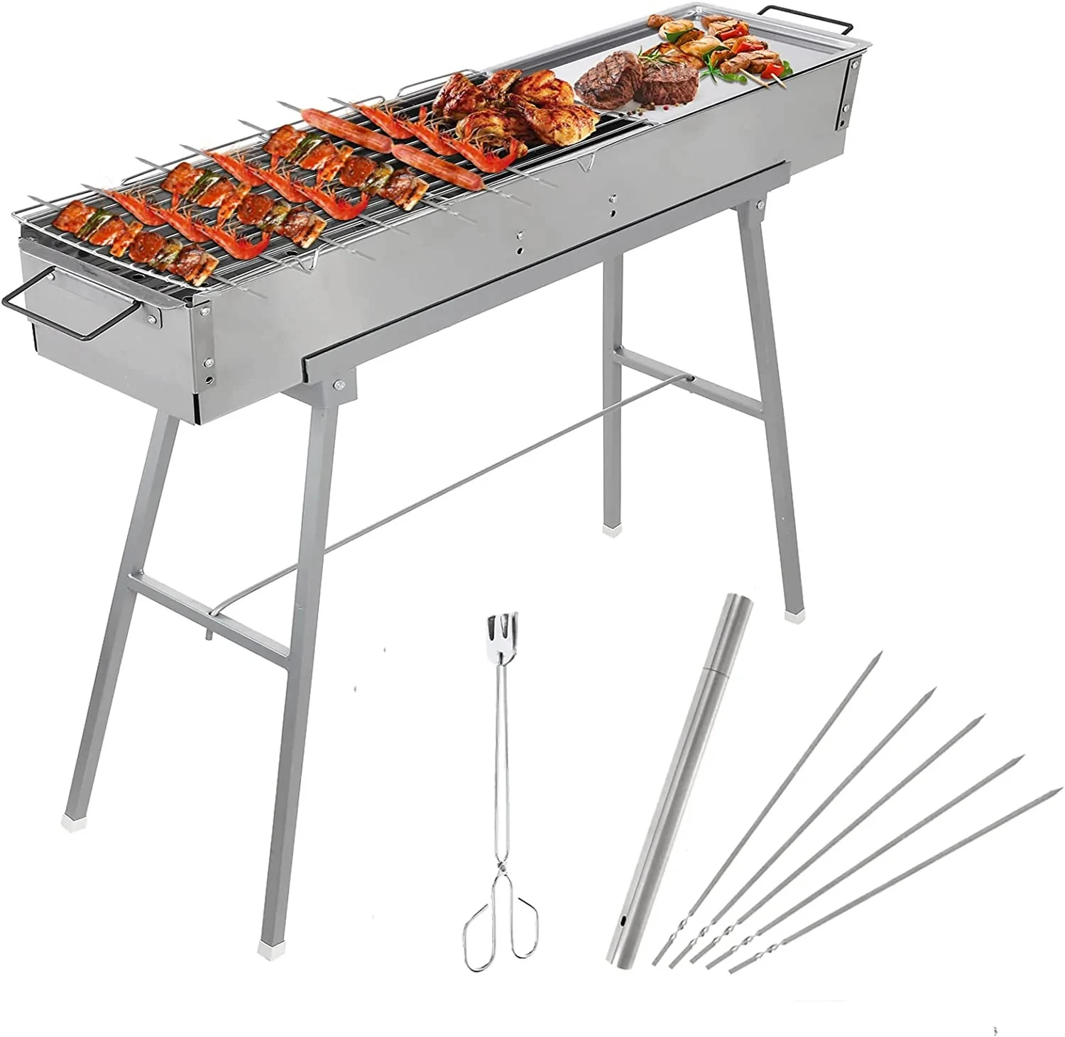 Adjustable Height Rack And Stainless Steel Stand Camping Charcoal ...