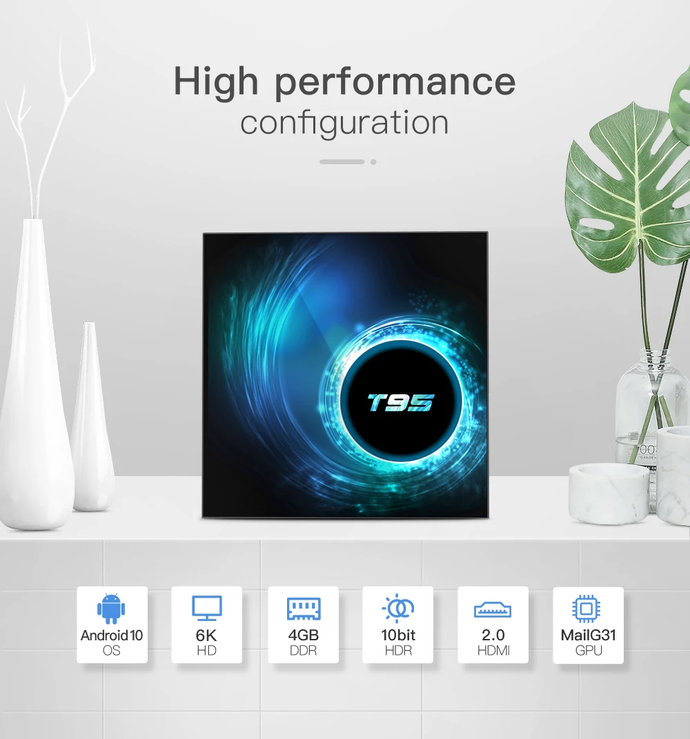 T95 H616 4G/64G Wifi H.265 6K Smart Android Box - Android 10.0
