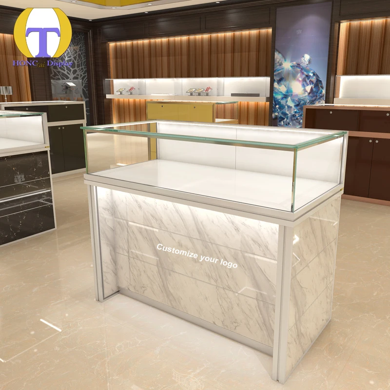 Luxury Gold Jewellery Display Cabinet Showcase Design Custom Lockable ...