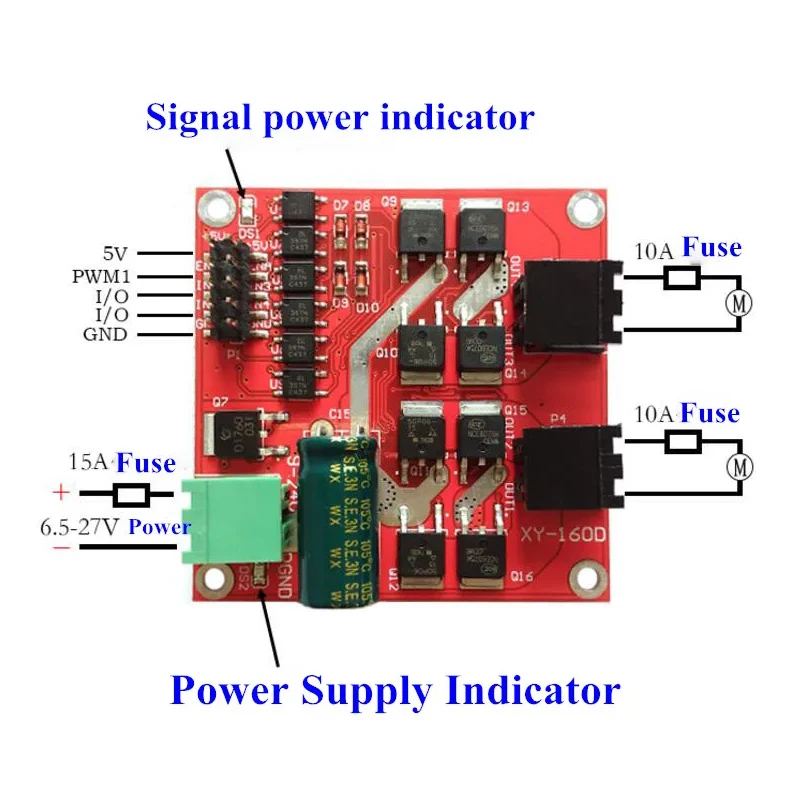 Dual Channel DC Motor Driver Module - 160W 7A 12V 24V