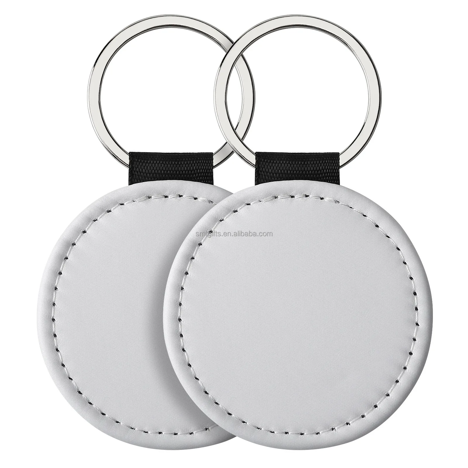 Diy Sublimation Double Side Printable Blank White Pu Leather Keychain ...