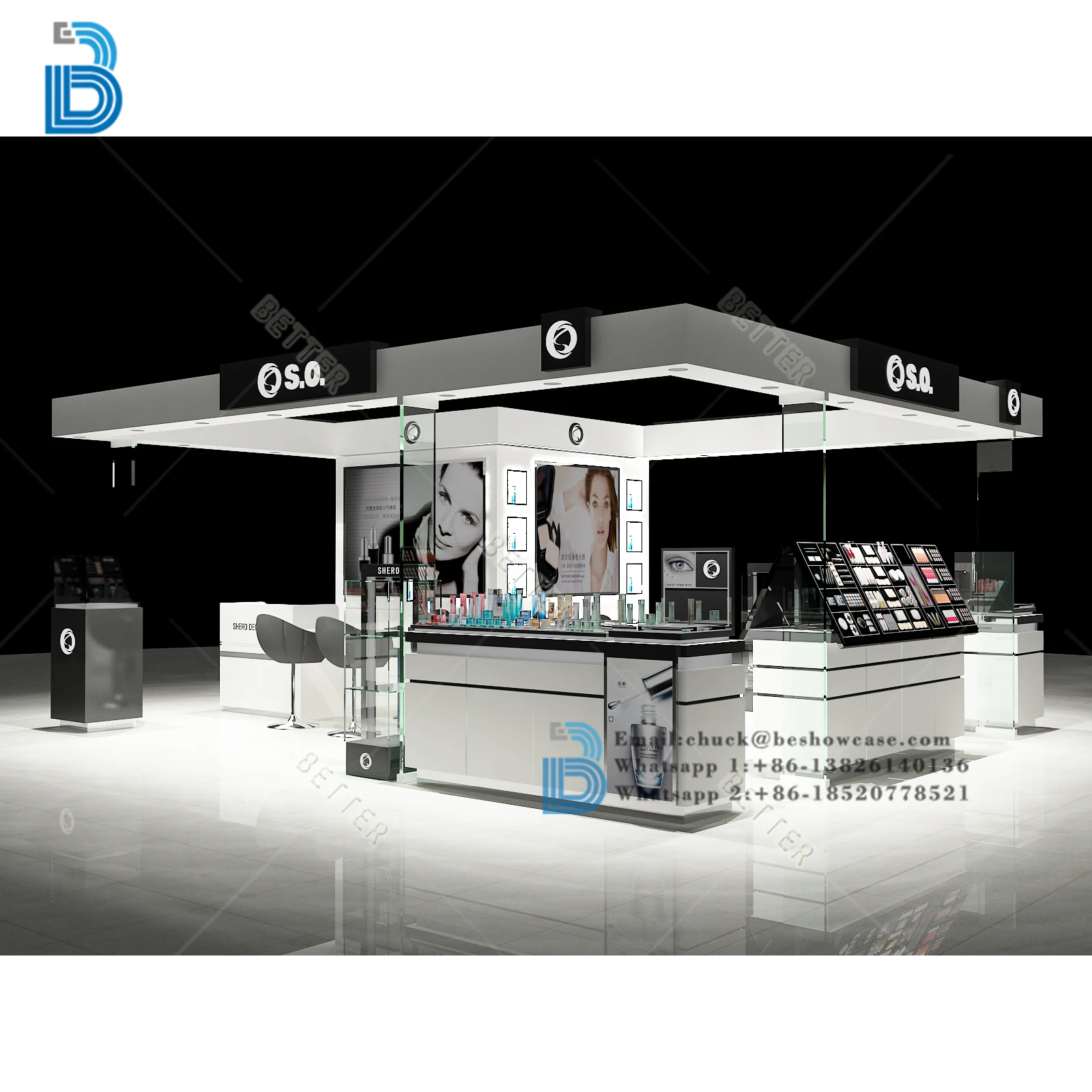 Mall Counter Cosmetic Counter Showcase Kiosk for Hot Sale Beauty Skin ...