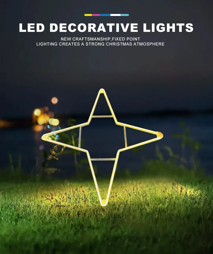 2024 Led Four-point Star Light Modeling Outdoor Waterproof Holiday Lighting Christmas Decoration ...