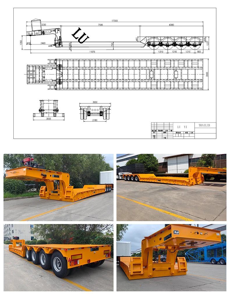 Hot Sale Luyi 100 Tons 4 Lines 8 Axles Container Chassis 120 Ton Low ...