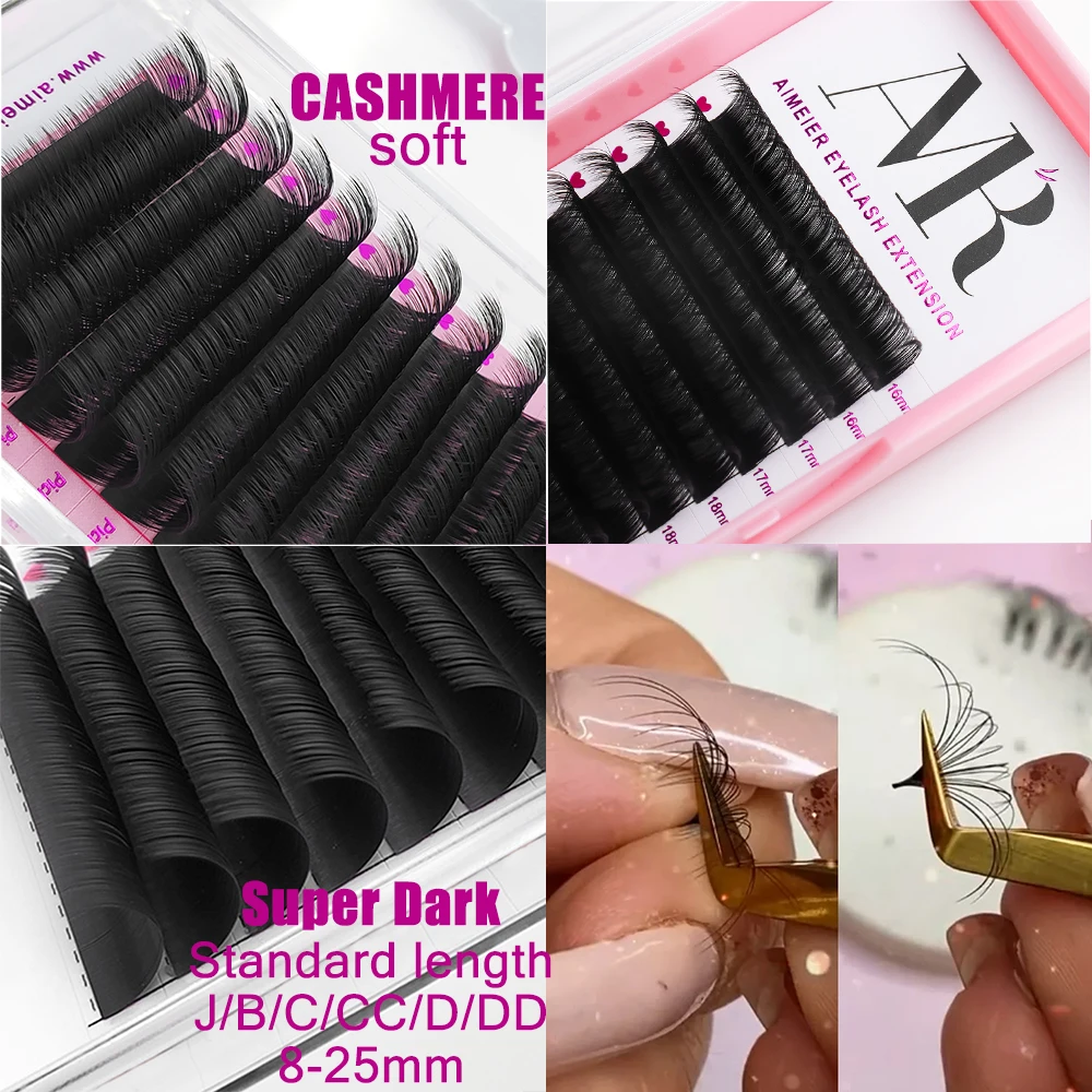 Wholesale Cashmere Lashes C D Curl Russian Volume 0.07mm Matte Black ...