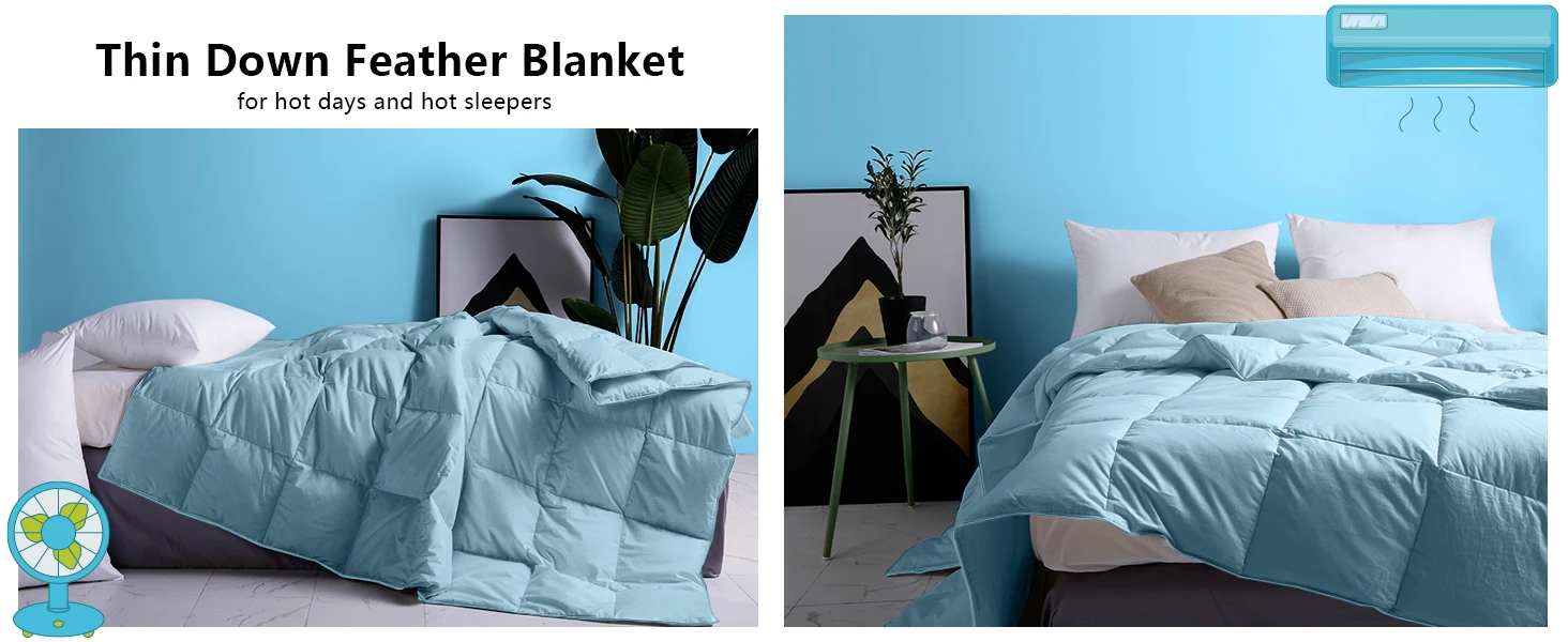 Extra Lightweight Down Feather Comforter Summer Cooling Blanket With ...