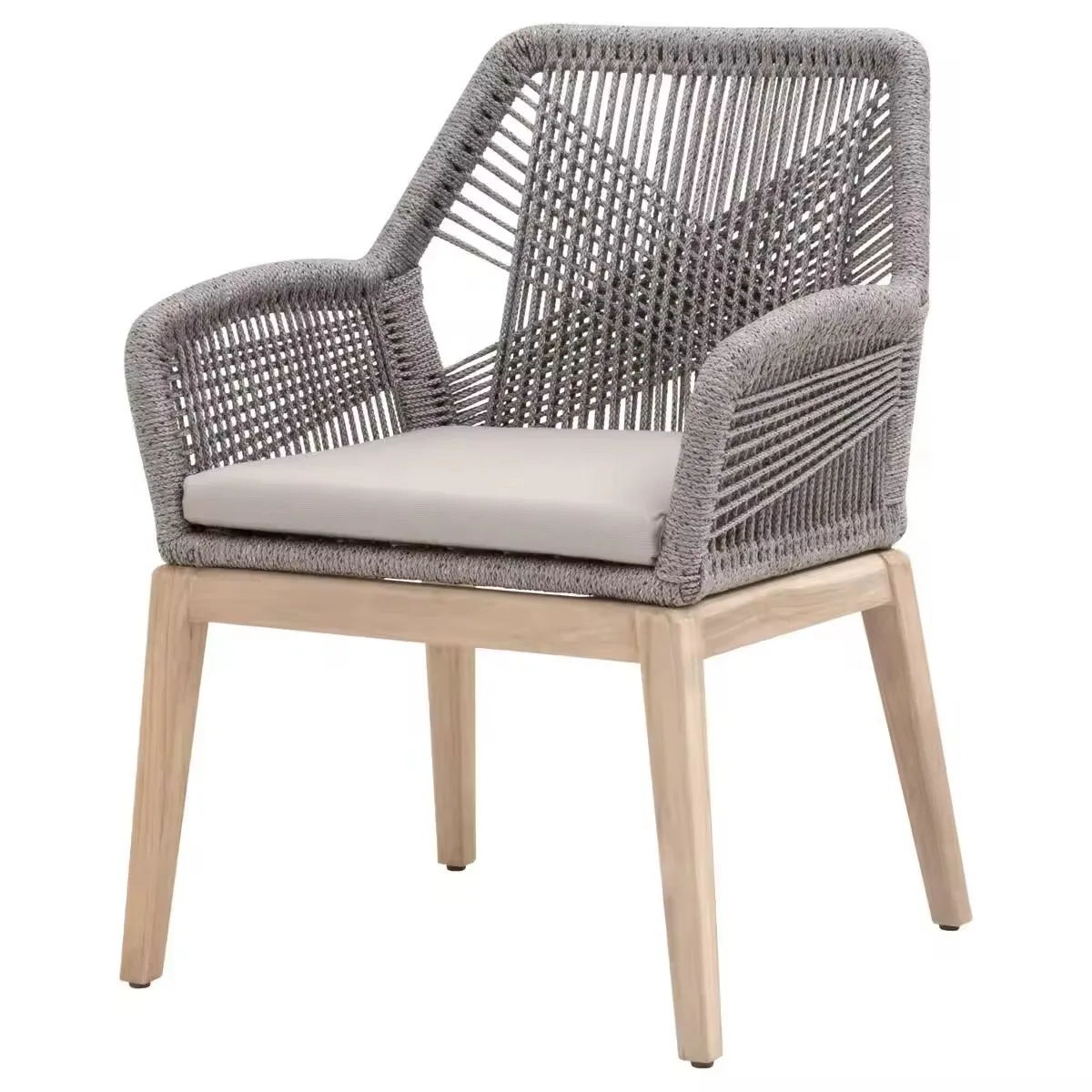 Outdoor Teak Rope Weaving Dining Chair Villa Terrace Hotel Garden ...