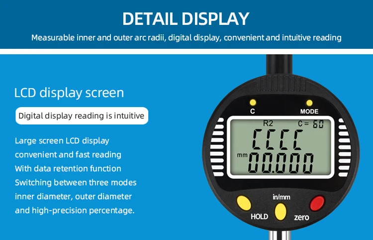 High Precision Digital Radius Gauge - Arc Ball Diameter Measurement ...