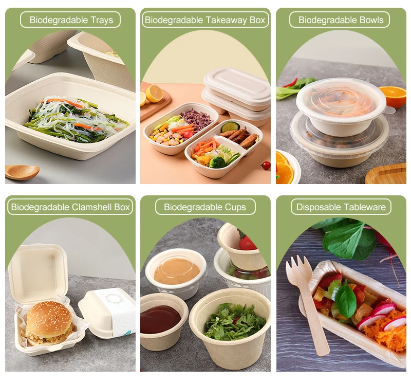 Compostable Dinnerware Set Biodegradable Sugarcane Bagasse Takeaway ...