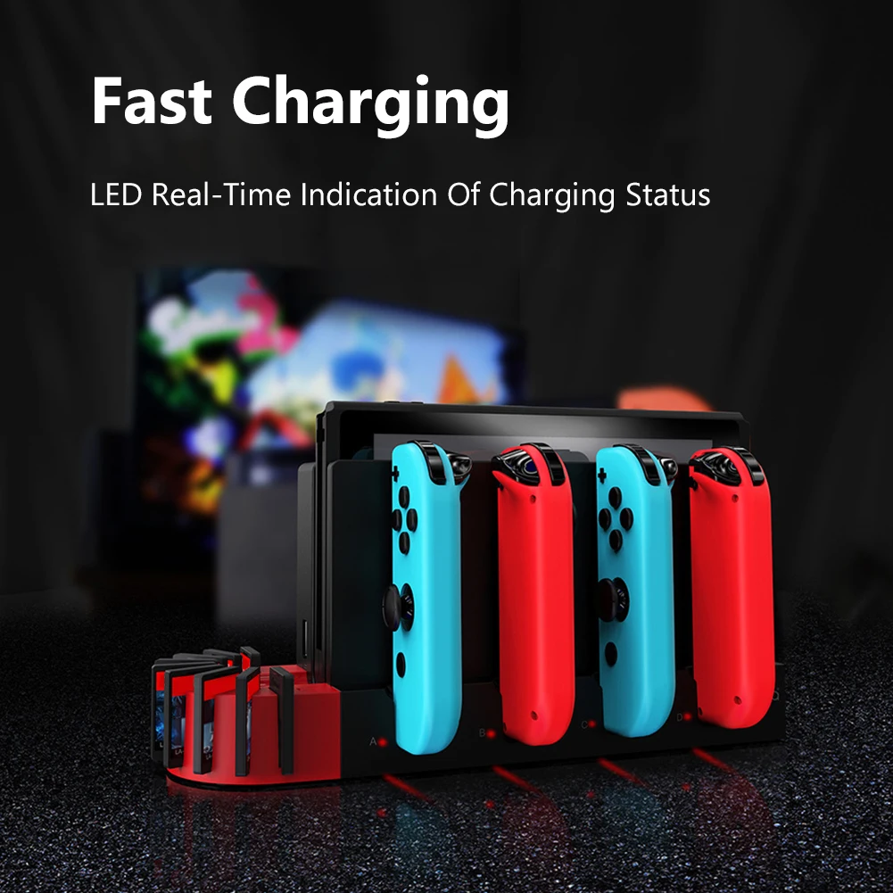 For Nintendo Switch Charging Station 4 Port Holder 9 Games Slots ...