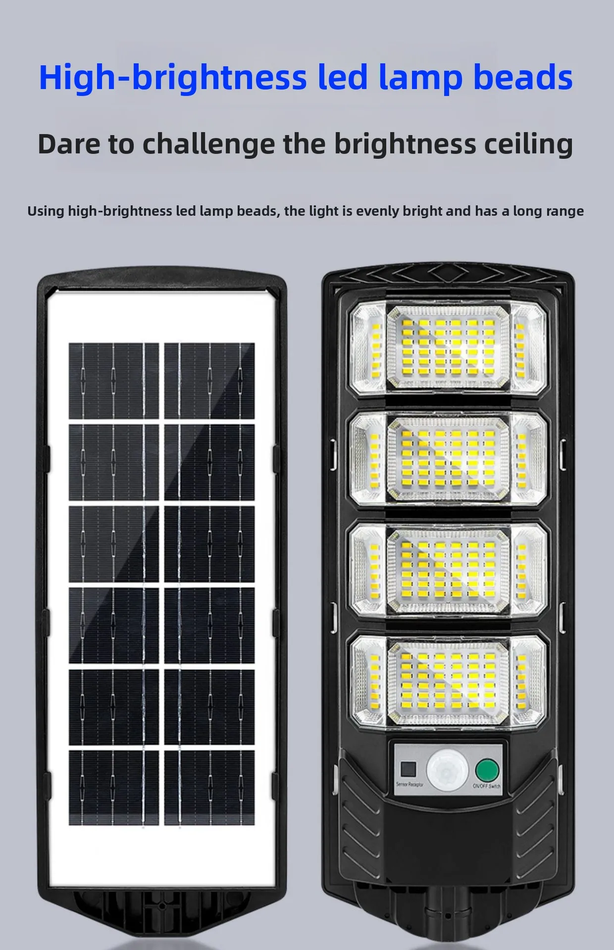 New High Outdoor Street Lamp Garden Lamp Three Wide Angle Super Bright ...