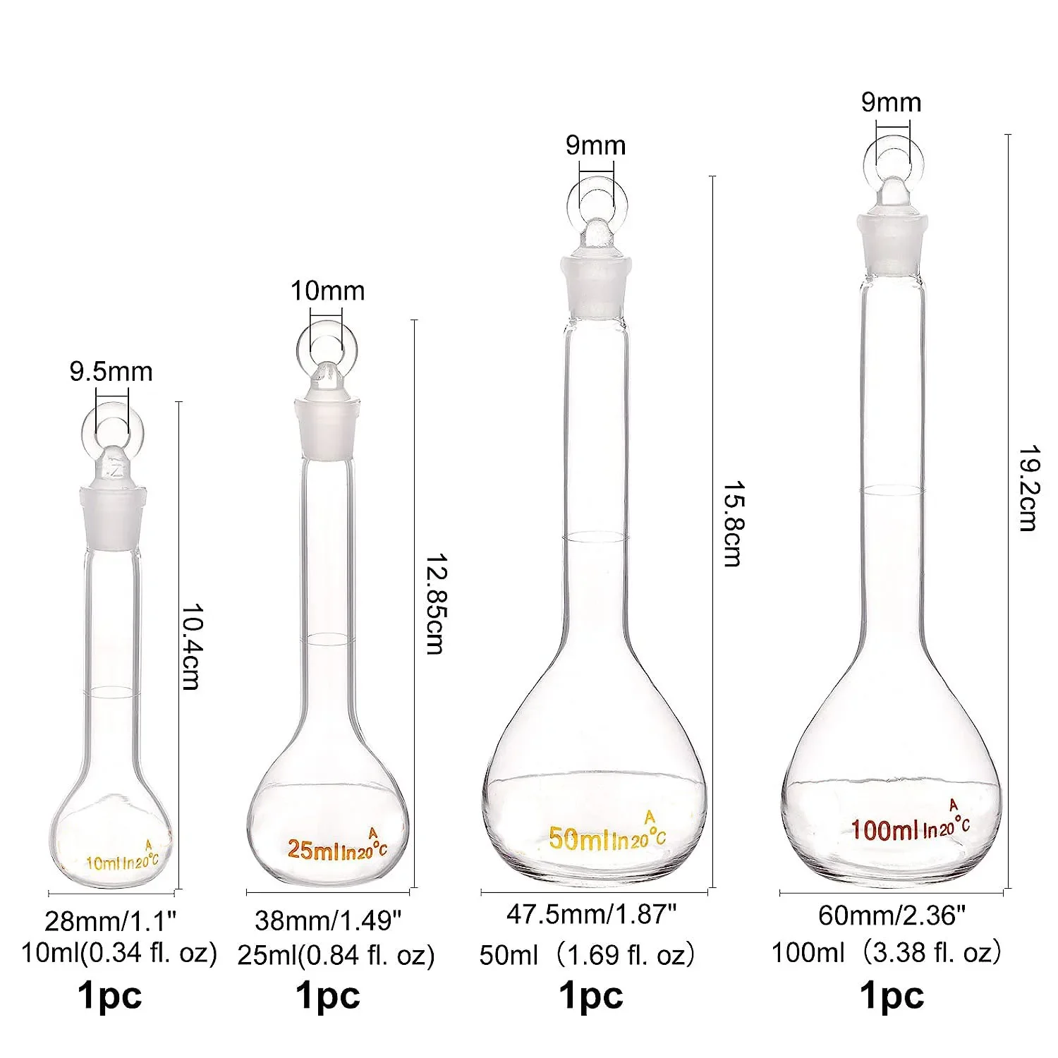 Laboratory Borosilicate Glass Measuring Flasks 100ml Volumetric Flask ...