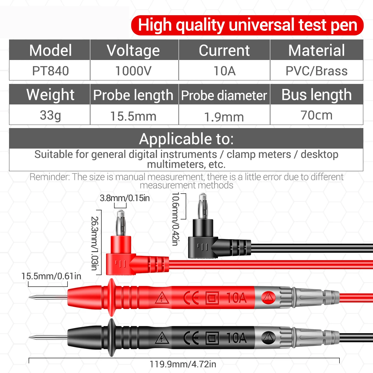 ANENG PT840 Digital Multimeter Probe Kit - 1000V, 10A