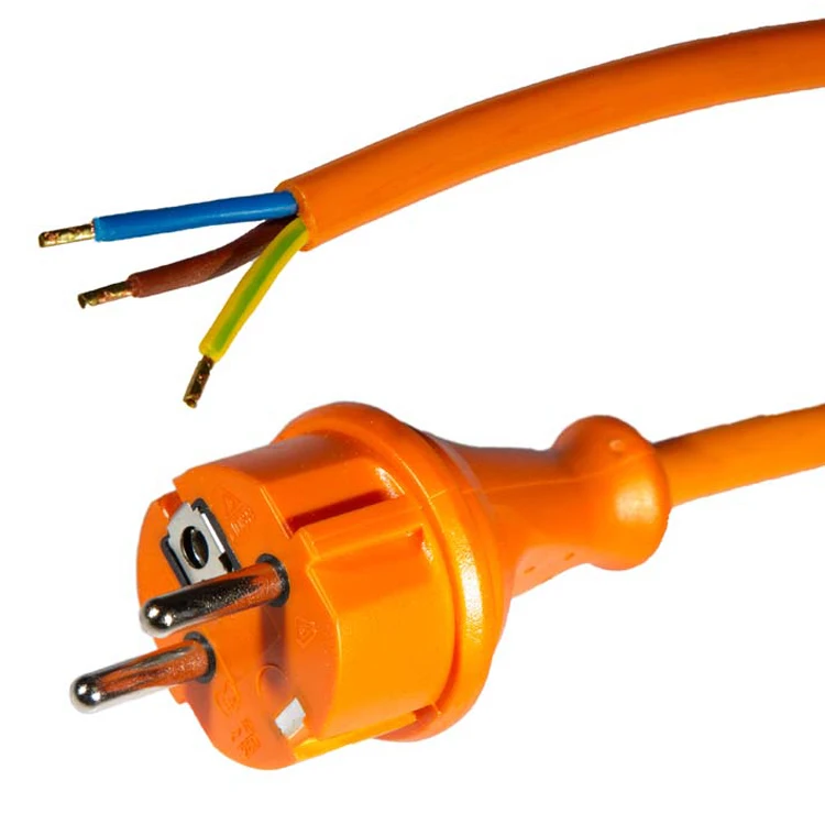 Orange Color Ip44 Waterproof Schuko Plug To Crimped End Ac Power Cord ...