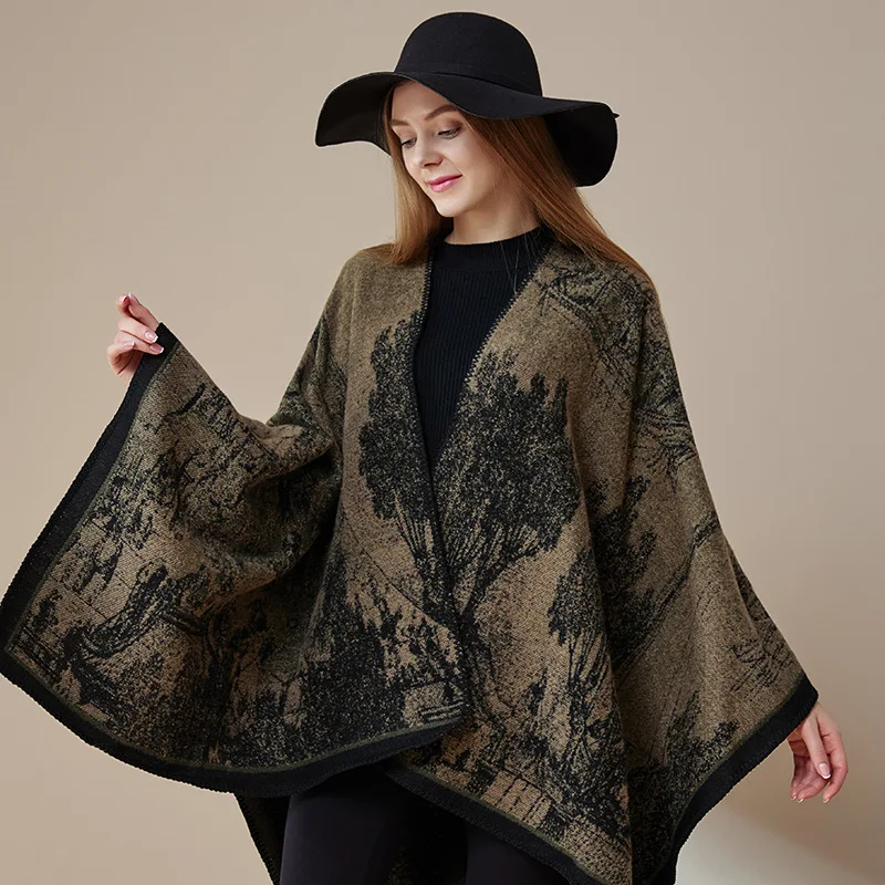 Southwestern Women's Warm Shawl Wrap Open Front Poncho Cape Color ...