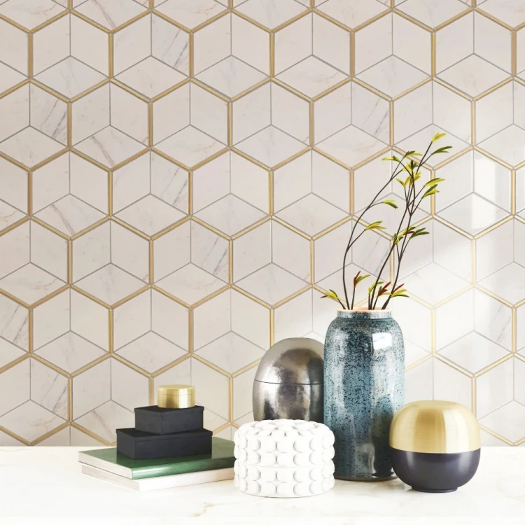 Hexagon Marble Mosaic Tiles Carrara White Stone Marble Mosaic Wall Tile ...