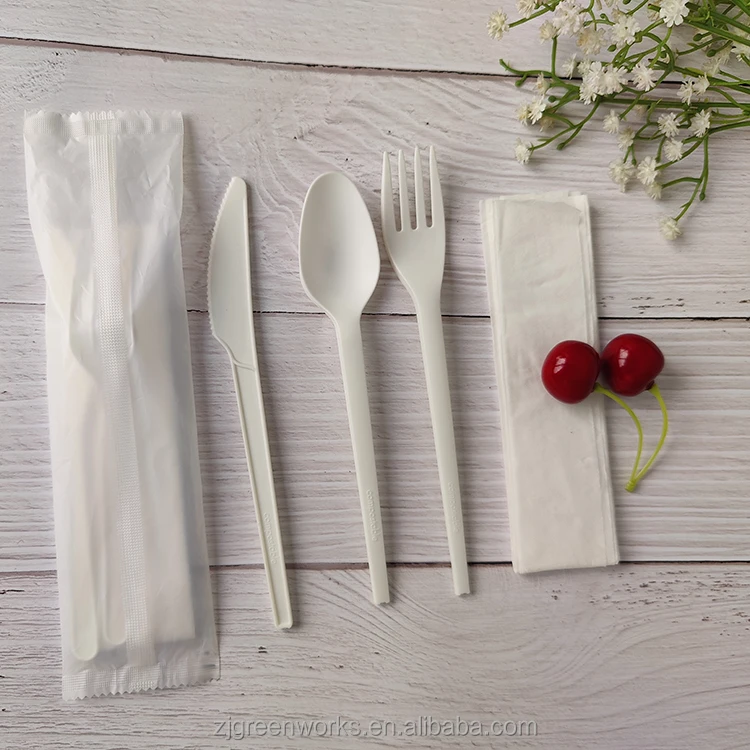 Greenworks Compostable Pla Plastic Utensils Kit Set With Napkin,Fork ...