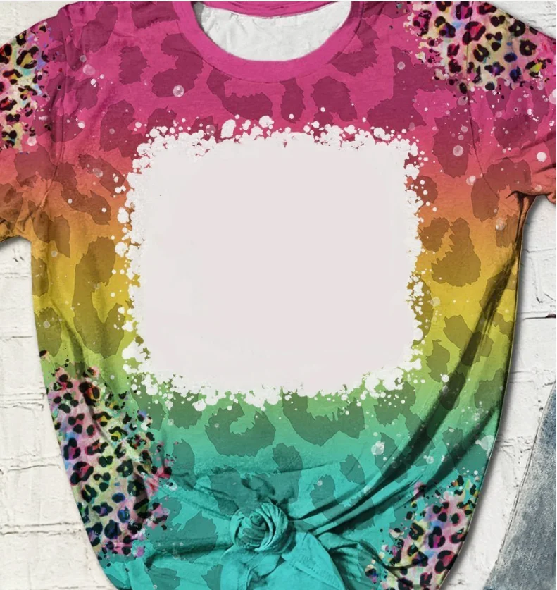 Us Size 2022 Hot Selling Customized Logo Leopard Print Bleach Shirts ...