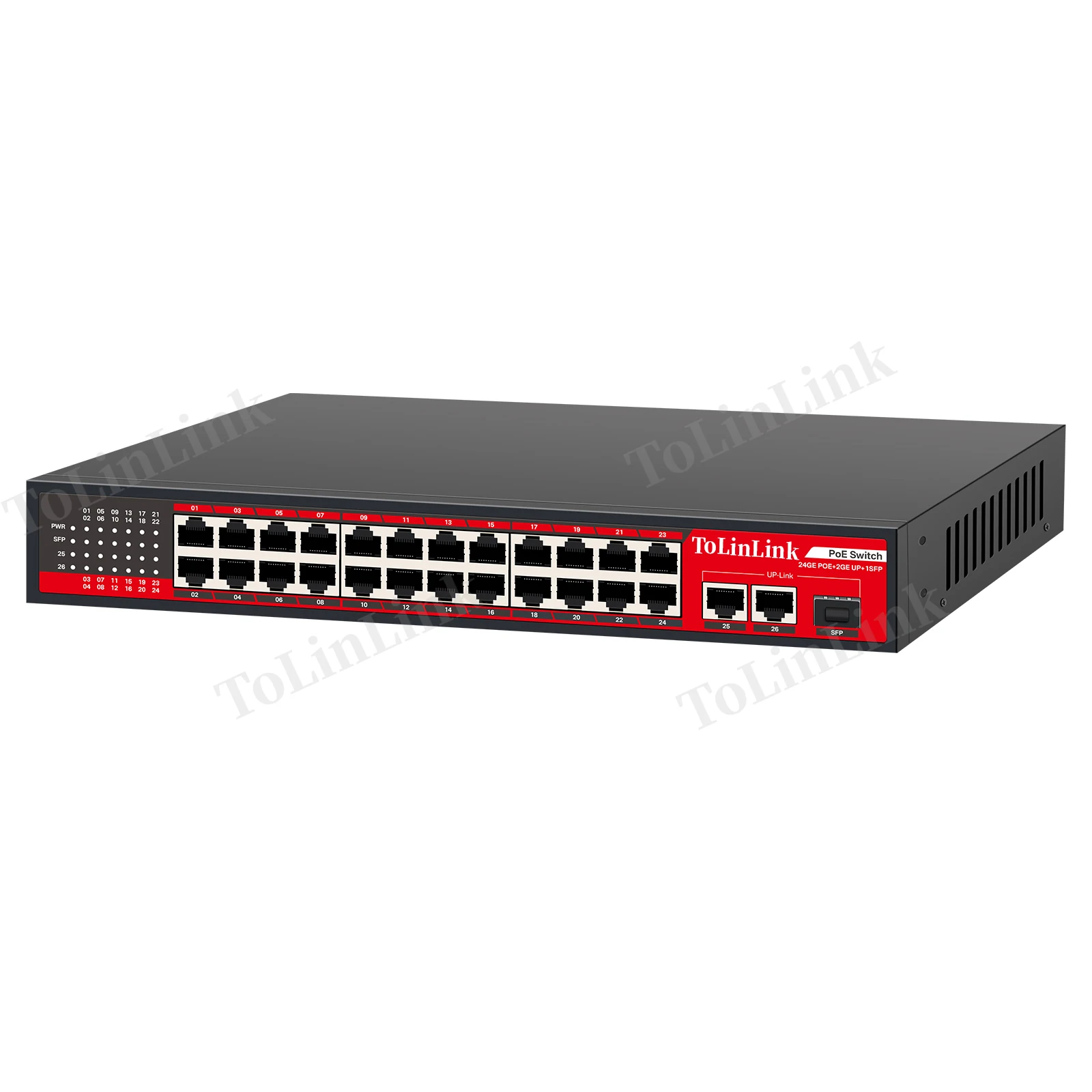 Tolinlink Poe Ethernet Switch All Gigabit 24 10/100/1000mbps Poe Port+2 ...