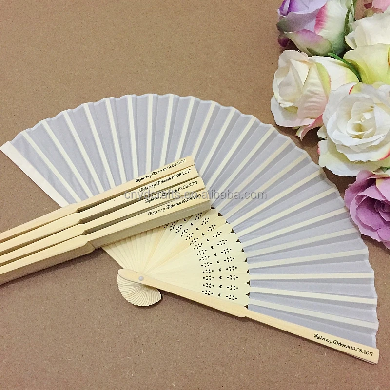 Personalized White Wedding Hand Fans - Elegant & Functional