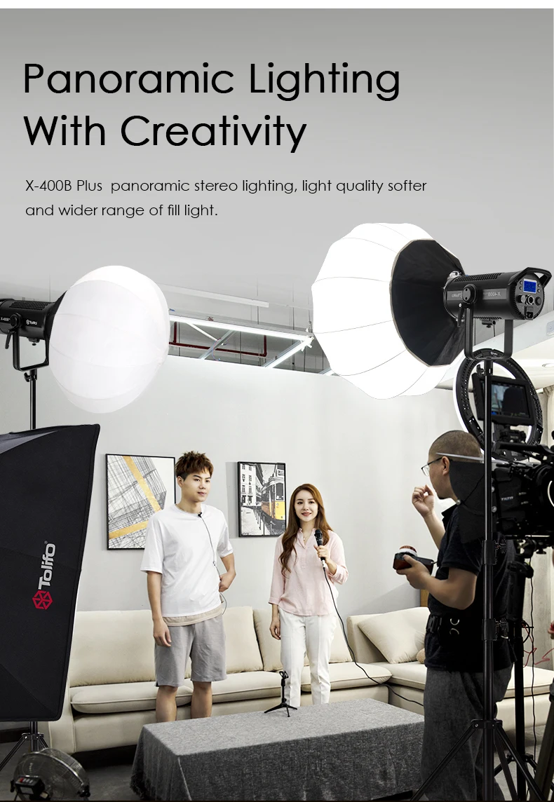 TOLIFO X-400B Plus 400W LED Video Light Studio for Film Shooting