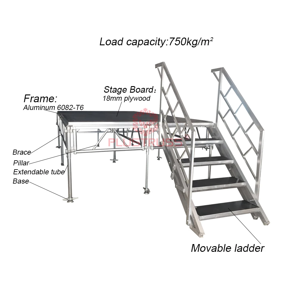 Stages Platform Podium Stand Roof DJ Truss System with Adjustable Legs ...