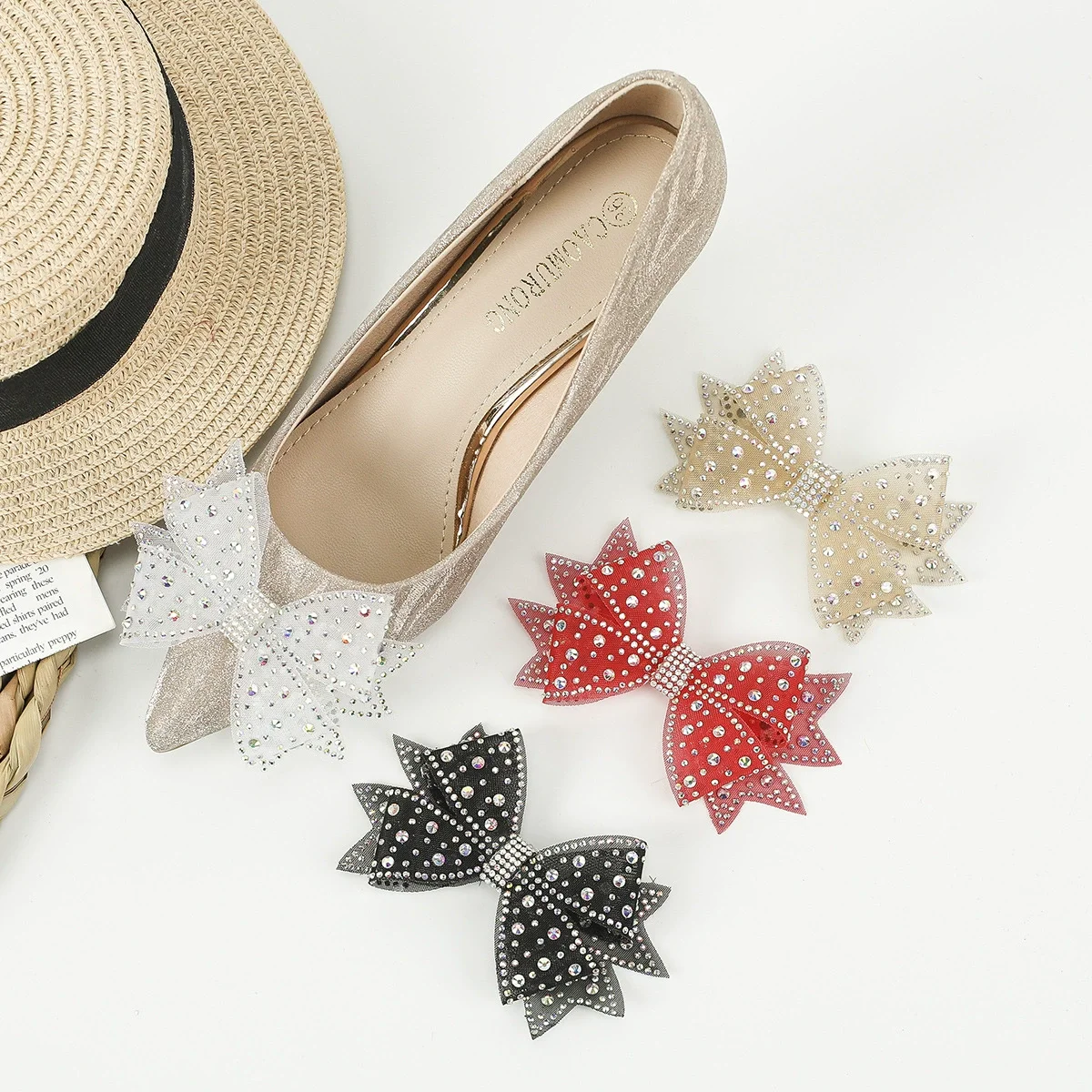 Handmade Diy Rhinestone Butterfly Bow Appliques Decoration Beaded ...