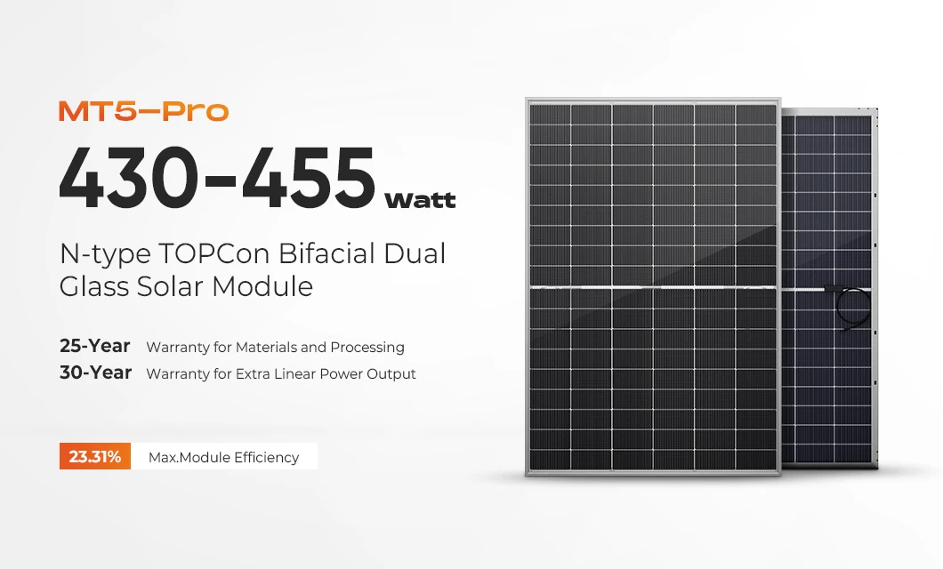 Mate Topcon Bifacial Double Glass Solar PV 430W 455W Transparent Mono ...