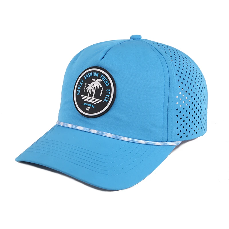 Custom Rubber Logo Perforated Laser Cutting Baseball Hat
