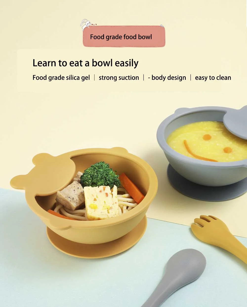 Baby Eating Bowl Suction Set Silicone Baby Feeding Set Kids Dining ...