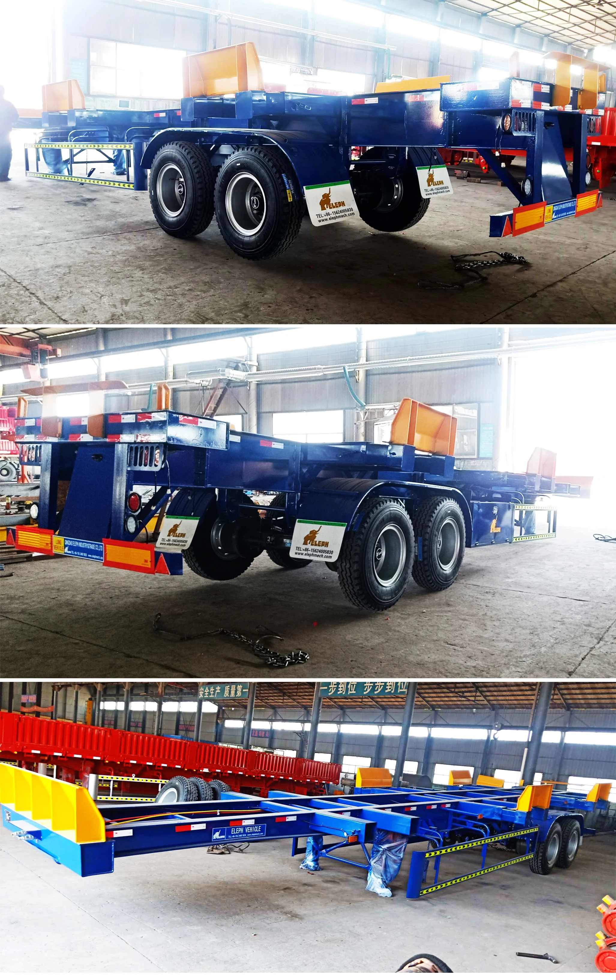 2 Axle 40ft Hydraulic Terminal Semi Trailer Container Skeleton Port ...