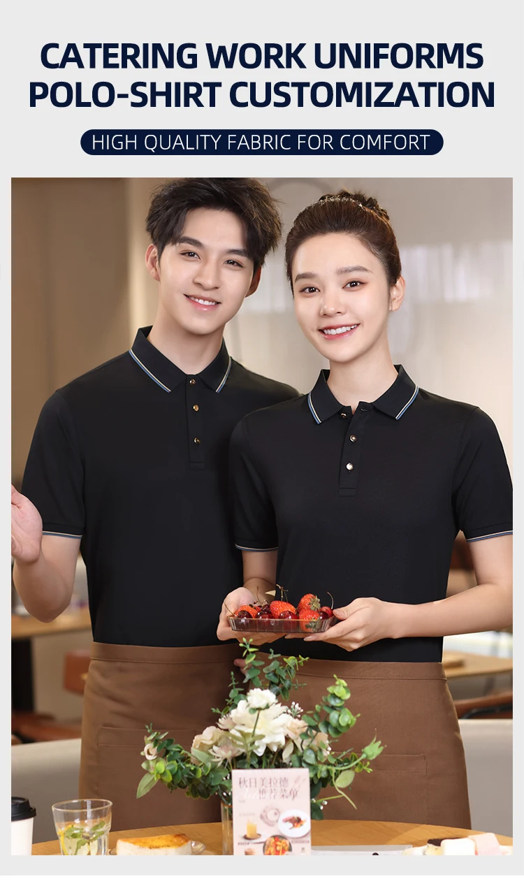 Custom Waterproof Cafe Shop Uniform Short Sleeve Restaurant Waitresses ...