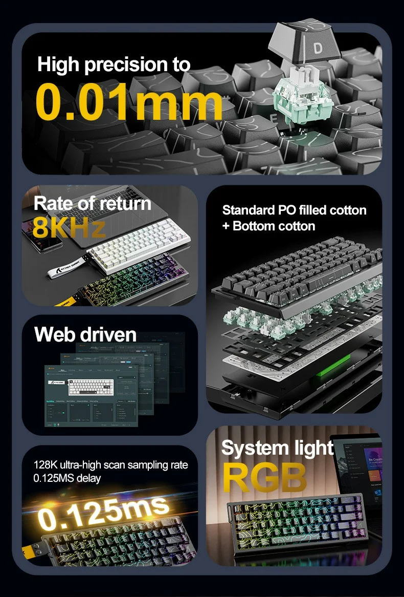 Attack Shark X68HE Wired Mechanical Keyboard - Gaming Mag Switch