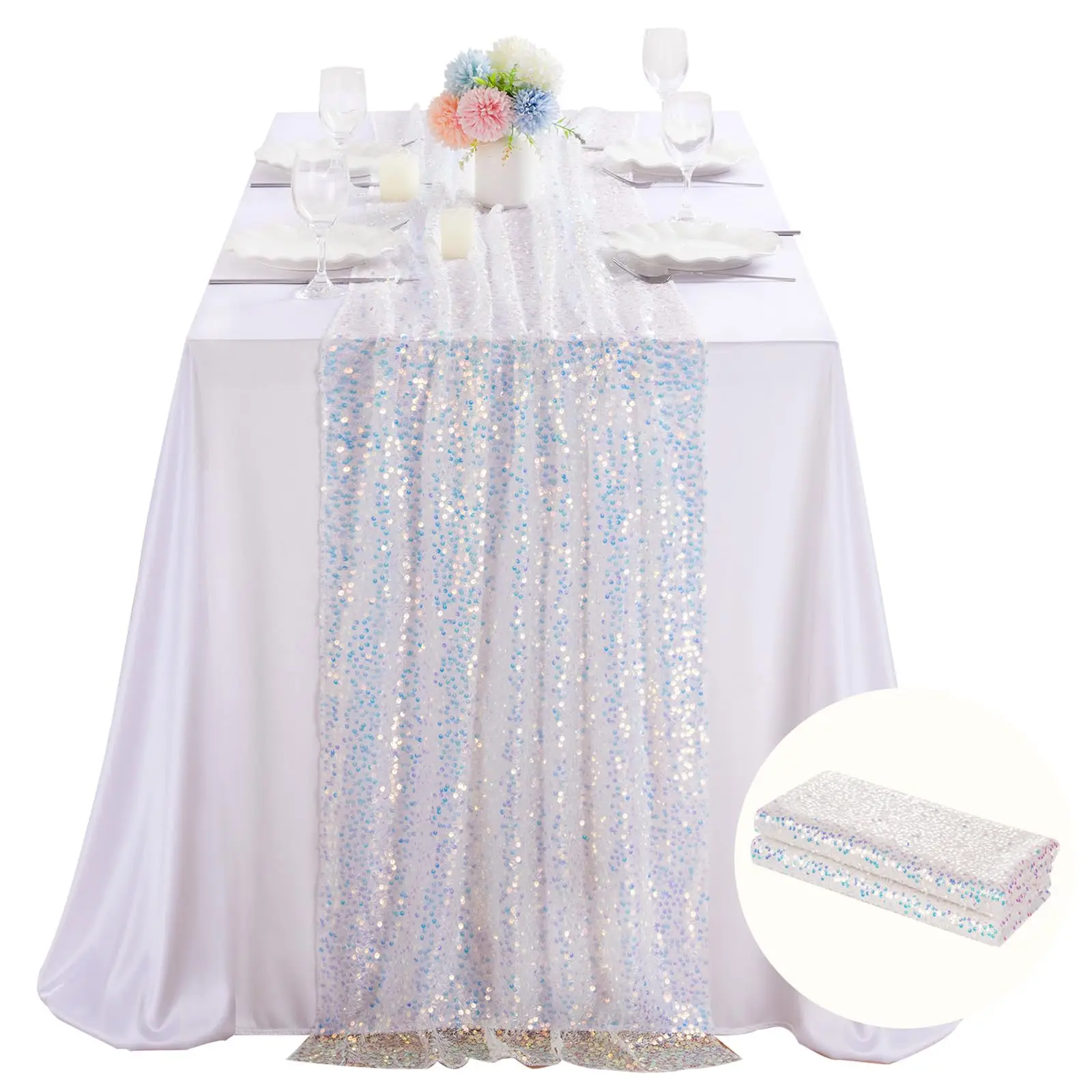 Glitter sequins mesh 10ft table runners for wedding birthday party ...