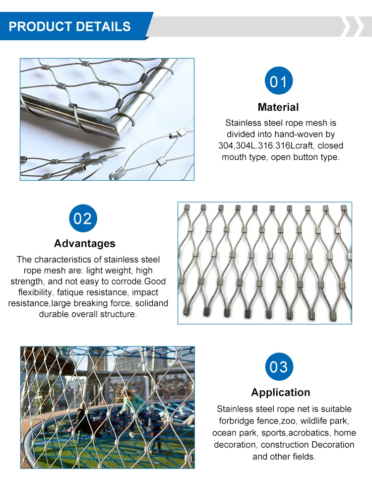 Stainless Steel Wire Rope Mesh Netting For Balustrade - Buy Wire Rope ...