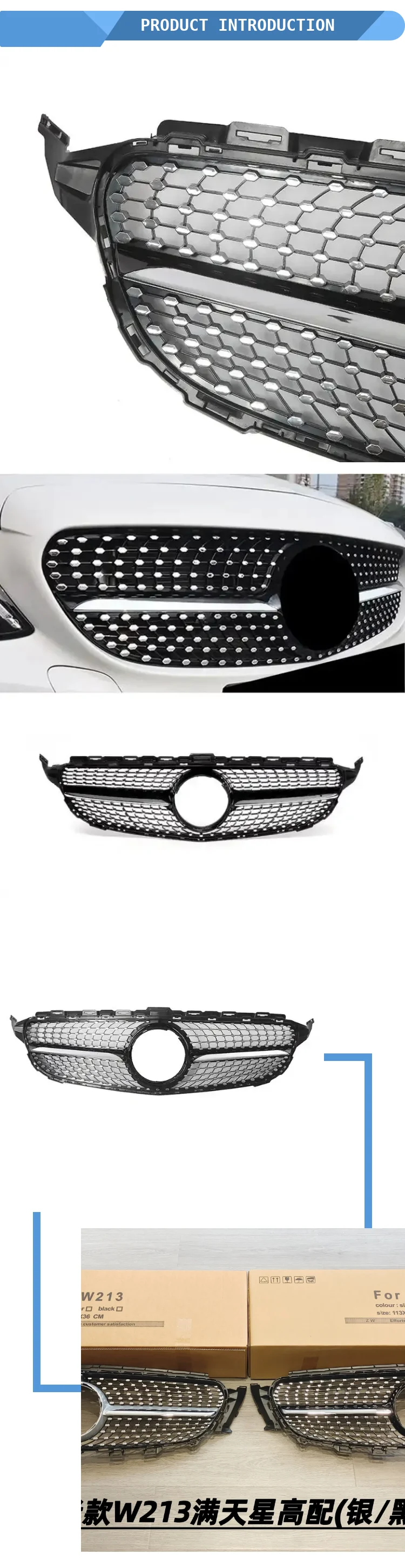 Hot Selling Diamond Front Bumper Grill For Mercedes Benz C Class W213 ...