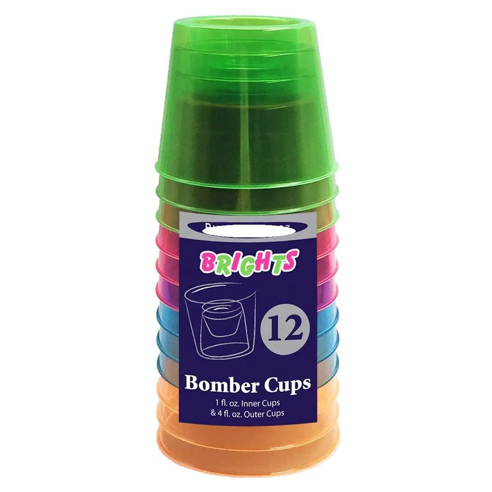 Neon Color Hard Plastic Bomber Cups - Jager Bomb Shot Glasses